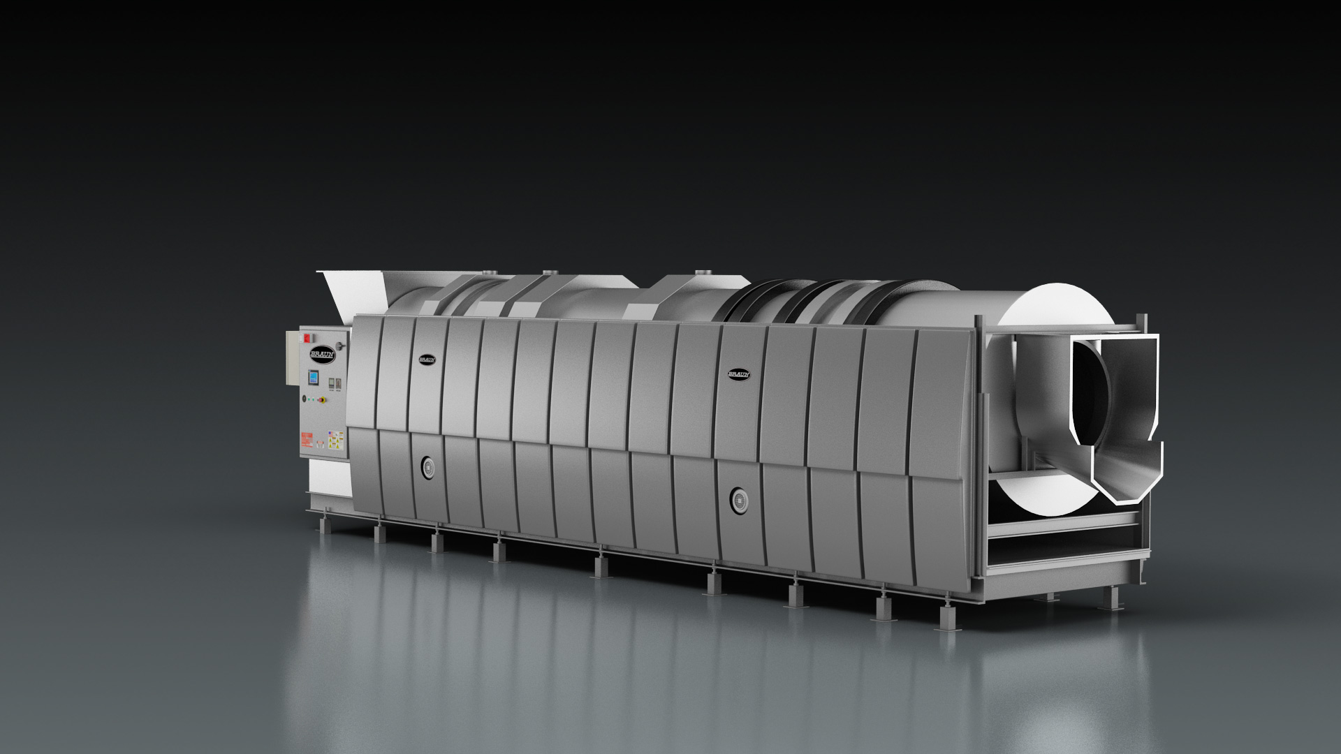 SmoothFlow® Batch Tunnel Washer 130 lb. Model - G.A. Braun, Inc.